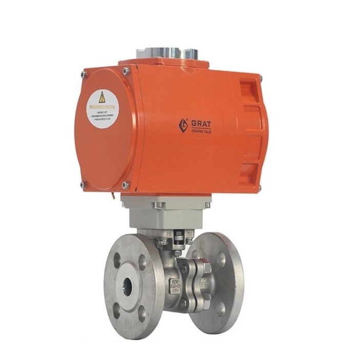 IP68 2 Way Motorized Stainless Steel Ball Valve Flange Connection PTFE ...