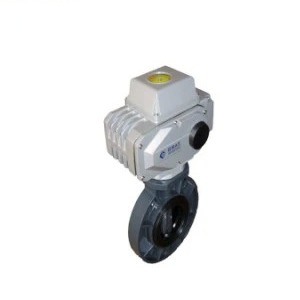 Electric Plastic PVC Butterfly Valve Flange Pattern Straight Through Type