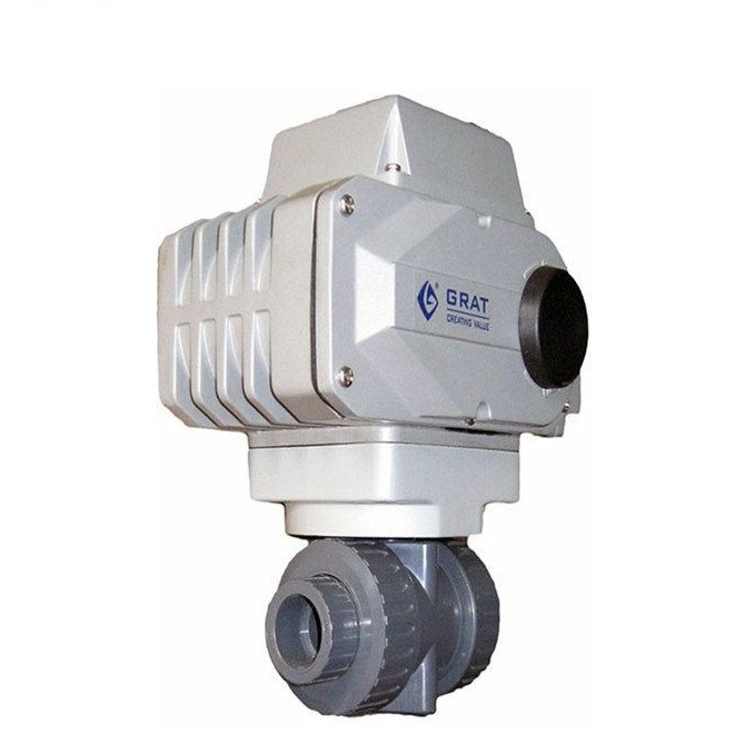 Chemical Resistant UPVC Electric Ball Valve Thread Connection Straight ...